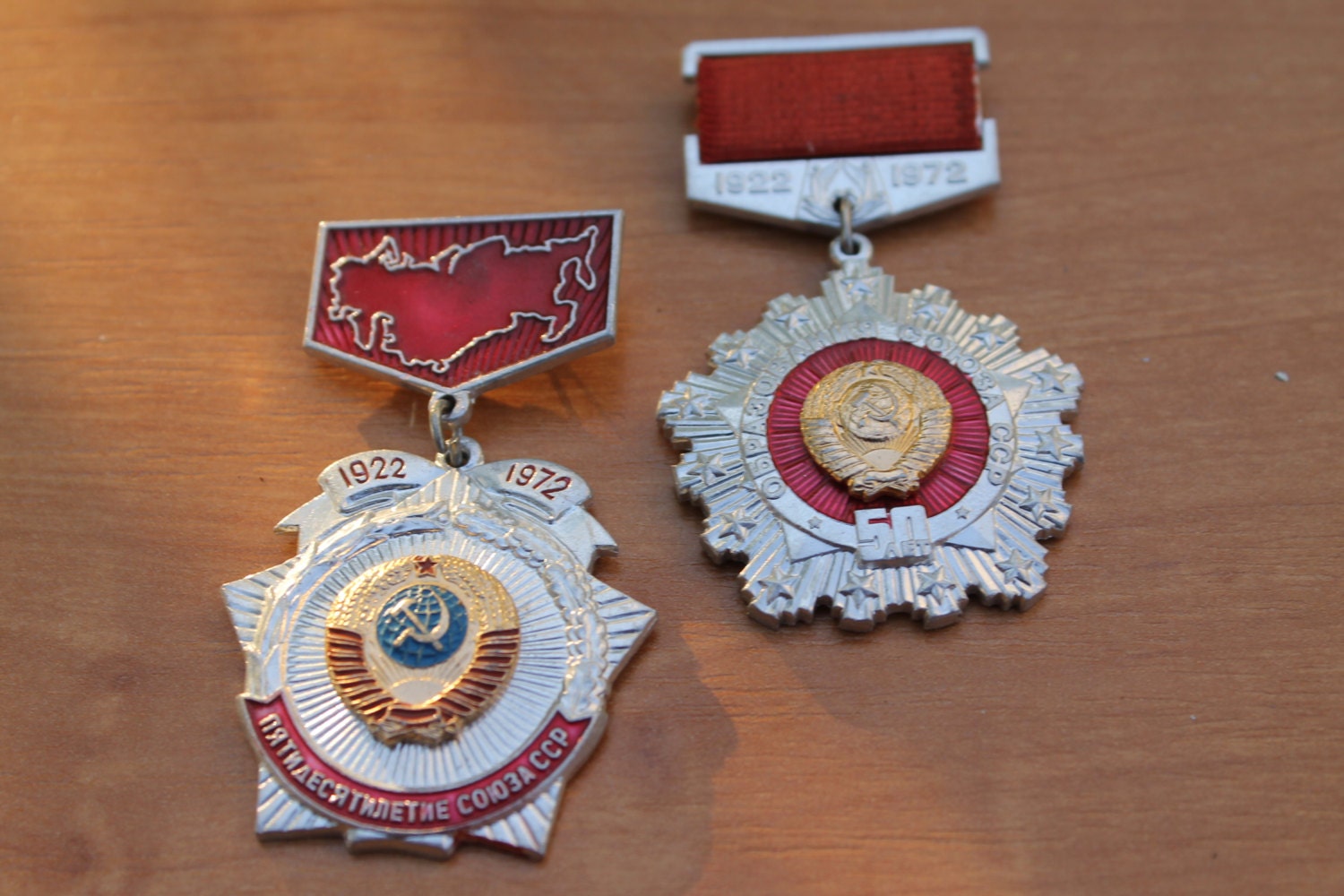 2 Vintage Soviet military medals (pins) 50 Years of USSR – Haute Juice