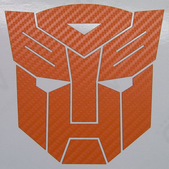 Autobot Transformers Emblem Orange Carbon Fiber Vinyl Sticker