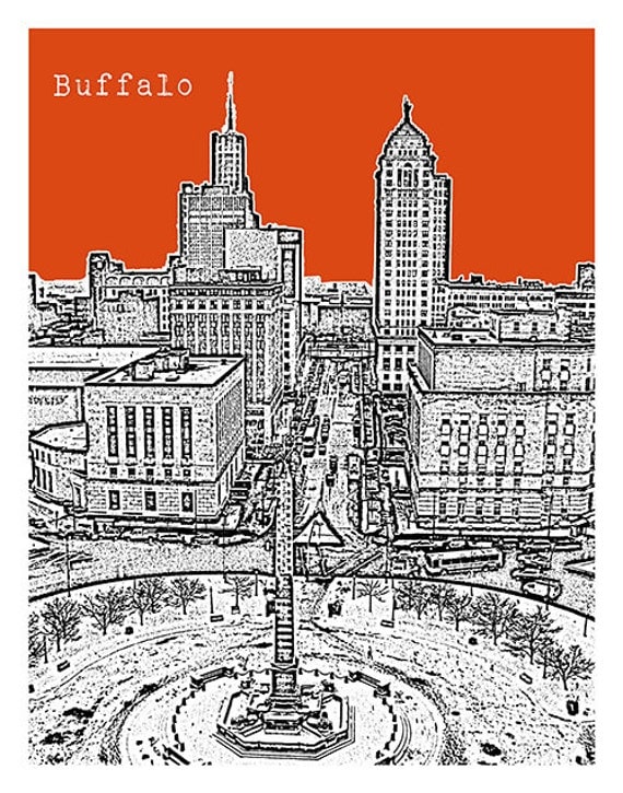 Buffalo Skyline New York Poster Art Print NY by AnInspiredImage