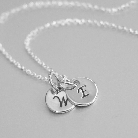Double Initial Necklace Sterling Silver Initial Necklace