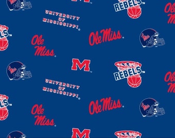 University of University of Mississippi Ole Miss Rebels Cotton Fabric 1 ...