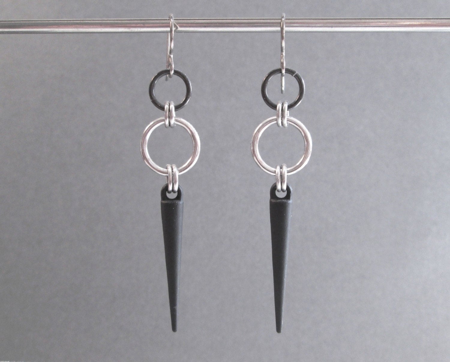 Black Spike Earrings Long Spike Earrings Hypoallergenic