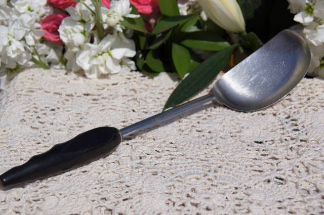 ADEL HALF SPOON, 1950s, black plastic (bakelite?) ergonomic handle ...
