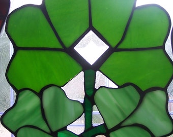St. Patricks day stained glass Shamrock suncatcher wall