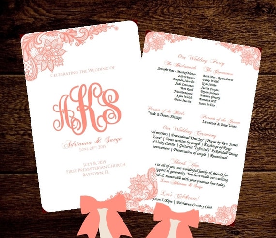 Wedding FAN Program Printable Template By PixelRomance4ever