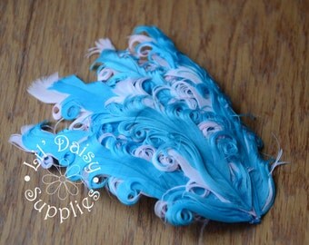 Items similar to Light Blue and White Nagorie Feather Pad with Pearl ...