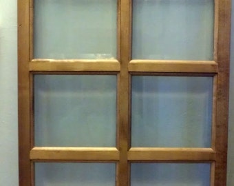 On Sale Six Pane Natural Wood Window Frame with heavy beveled Glass ...