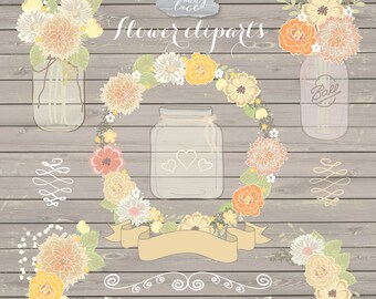 Vector Rustic wedding clipart, shabby chic clipart, Hand Drawn clipart ...