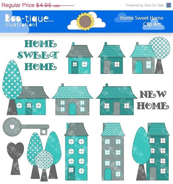 75% OFF Home Sweet Home Digital Clipart for Instant Download. New Home ...