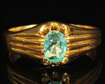 Emerald gold ring | Etsy