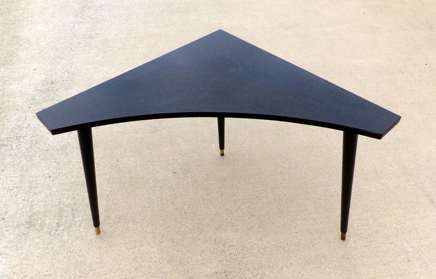 Corner Table Mid Century Modern Formica Skinny Black Pin Legs Brass ...