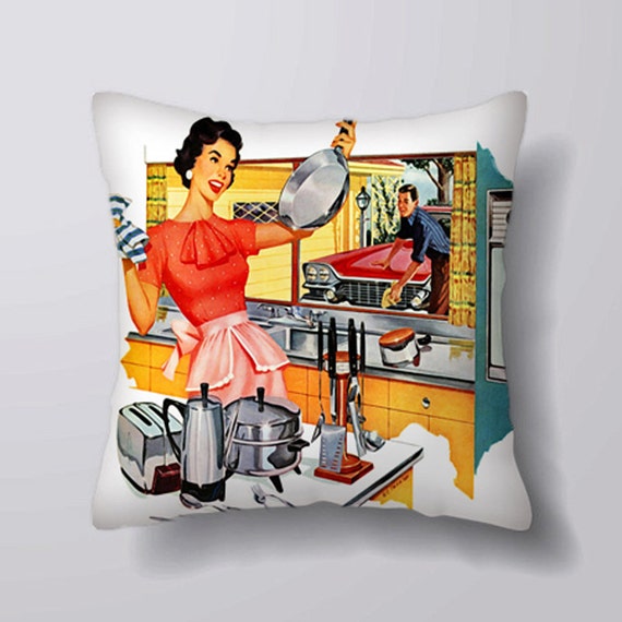 Cleaner cleaning Maid Pin Up Girl sexy Cushion Fabric Panel