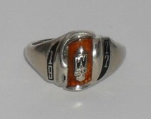 Vintage 10k White Gold Josten West High School 1977 Class Ring