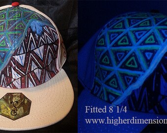 Fitted 8 1/4, Custom handpainted hat, grassroots painted hat,glow ...