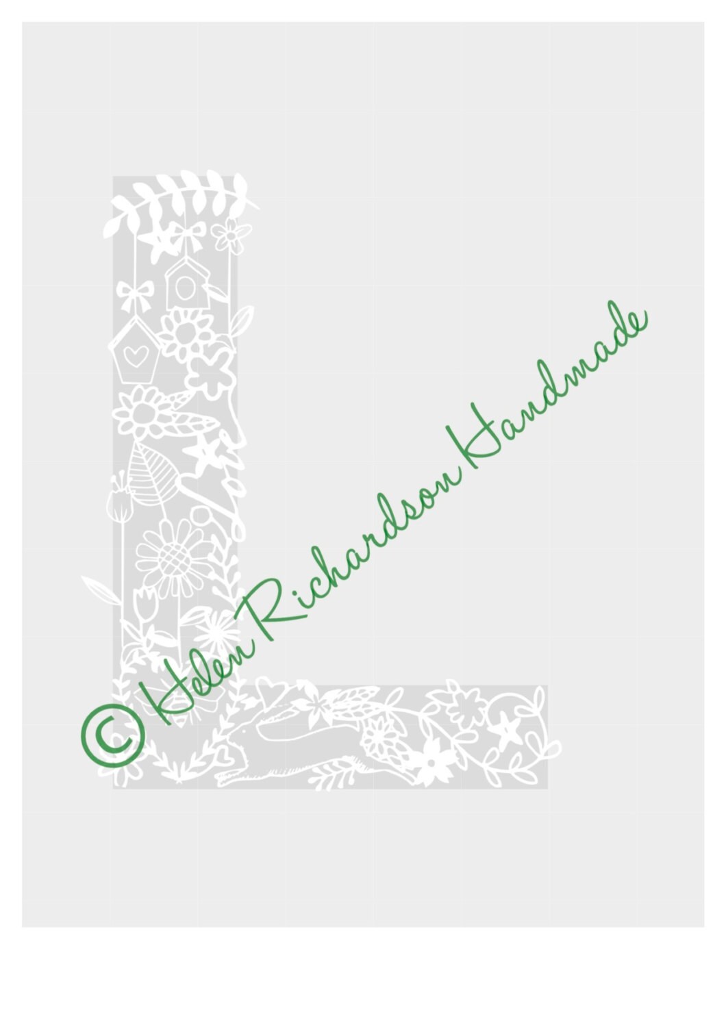 Floral Alphabet letter L paper cutting template for PERSONAL