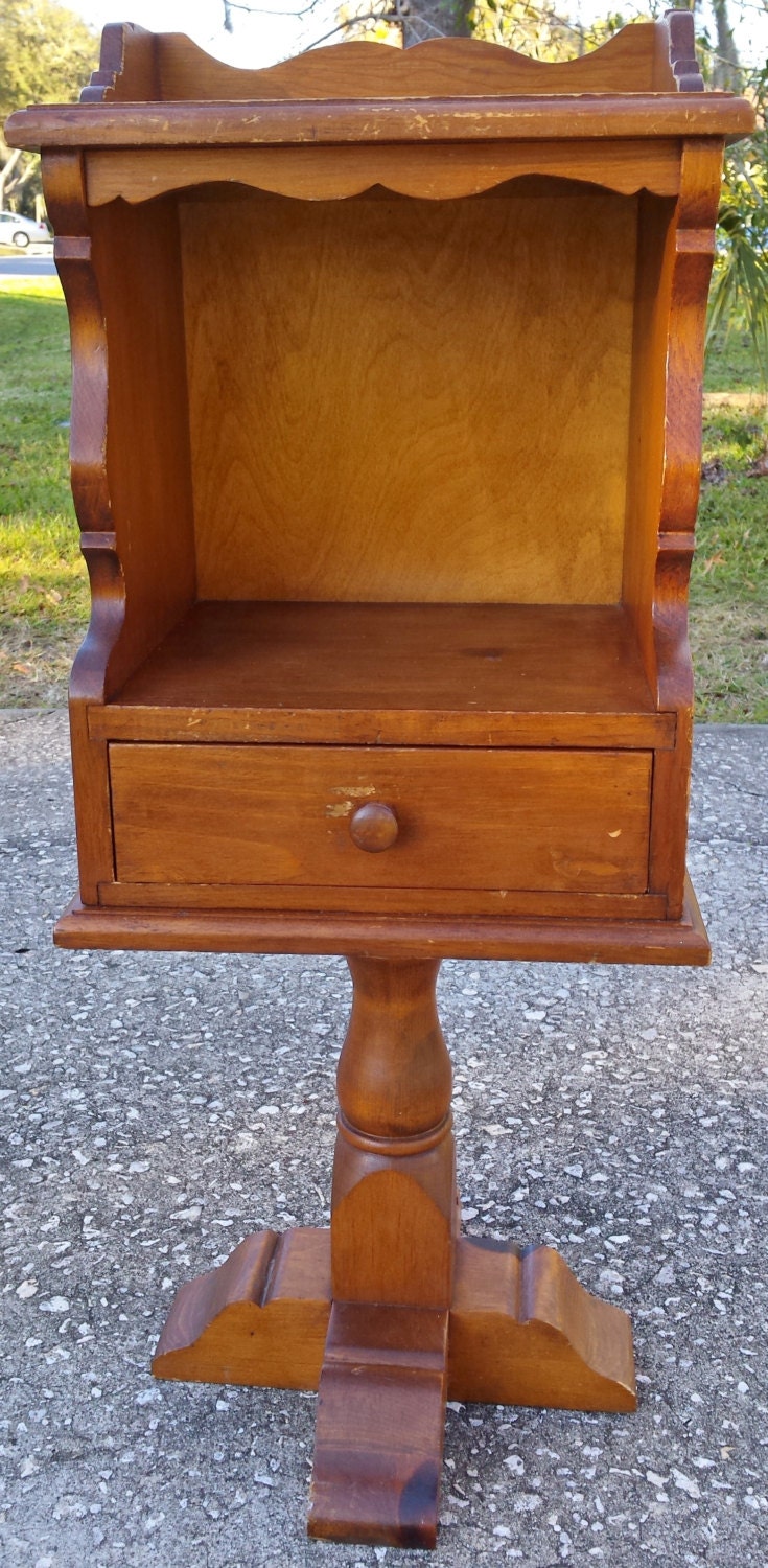 Vintage Pine Telephone Stand with Bottom Shelf and Drawer – Haute Juice