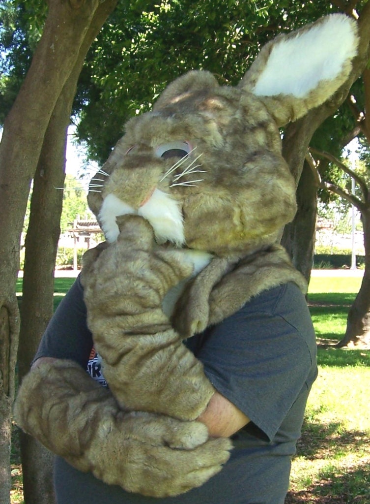 partial Rabbit fursuit Head and Hands with extra fur rabbit