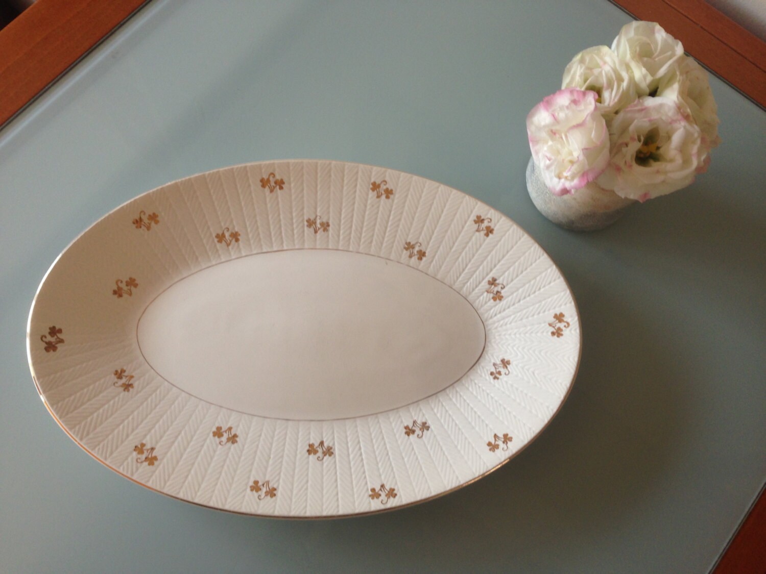 vintage French large server plate platter cream gold – Haute Juice