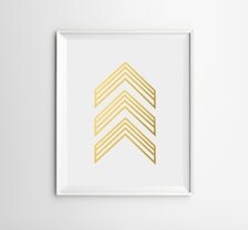 Gold Wall Art, Chevron Art Print, Gold Chevron Art Print, Arrow Poster ...