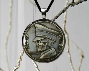 Unique Adolf Hitler Skull Coin Necklace Vintage Style Metal Pendant ...