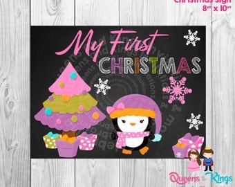 My First Christmas Sign, Girl Christmas Sign, Baby Sign for Christmas ...