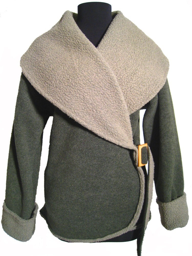 Fleece Wrap Jacket Moss by Sewandsewmfginc on Etsy