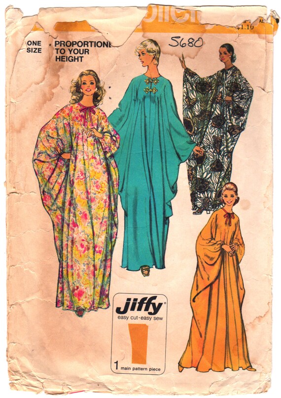 Simplicity 5680 1970s Misses Easy CAFTAN Pattern by mbchills