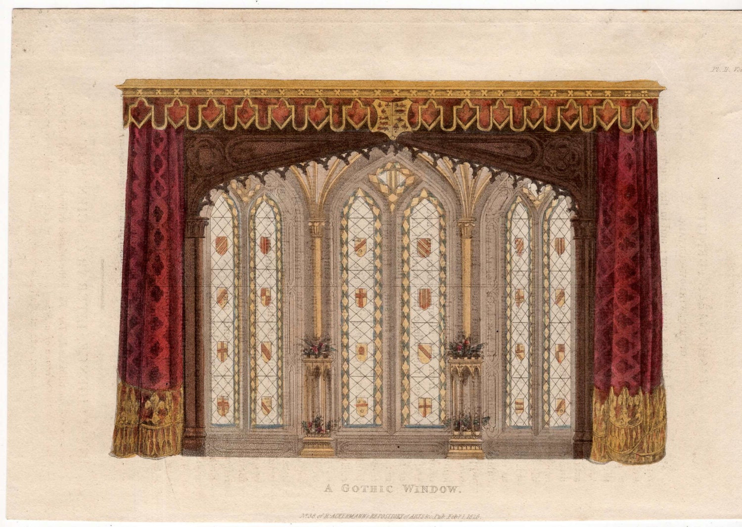 1826 gothic window original antique furniture home decorative hand ...