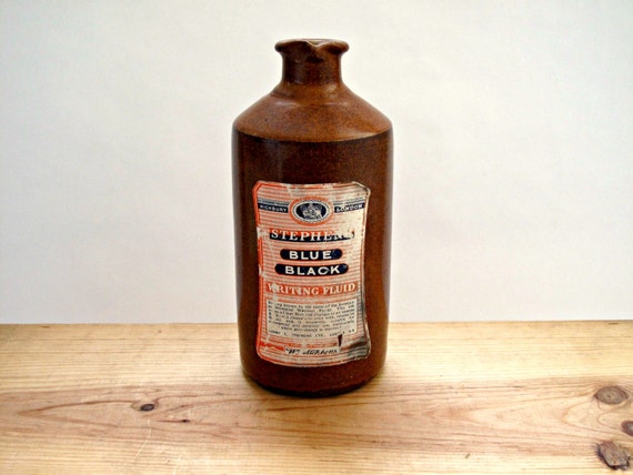 Items similar to Large Antique Stephens Ink Bottle with Label ...