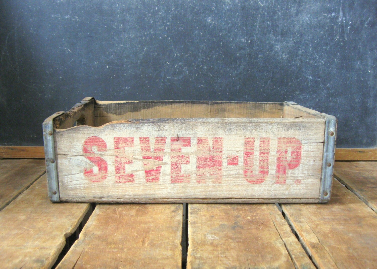 Vintage Seven Up Crate, Vintage 7up Crate, Red and White Wooden Soda ...