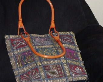 Embroidered Indian handbag . Silk evening bag. by Artikrti on Etsy