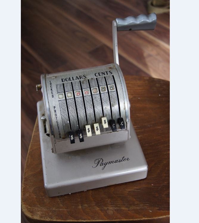 Vintage Industrial Mid Century Paymaster Cheque Writing Machine Model X ...