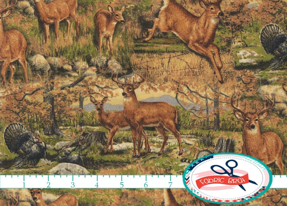 DEER Fabric by the Yard Fat Quarter HUNTING Fabric by FabricBrat