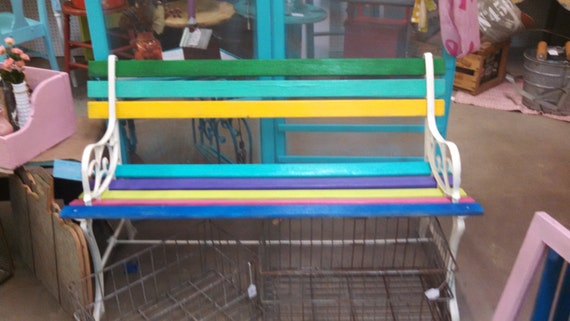 Items similar to Colorful Garden Bench on Etsy