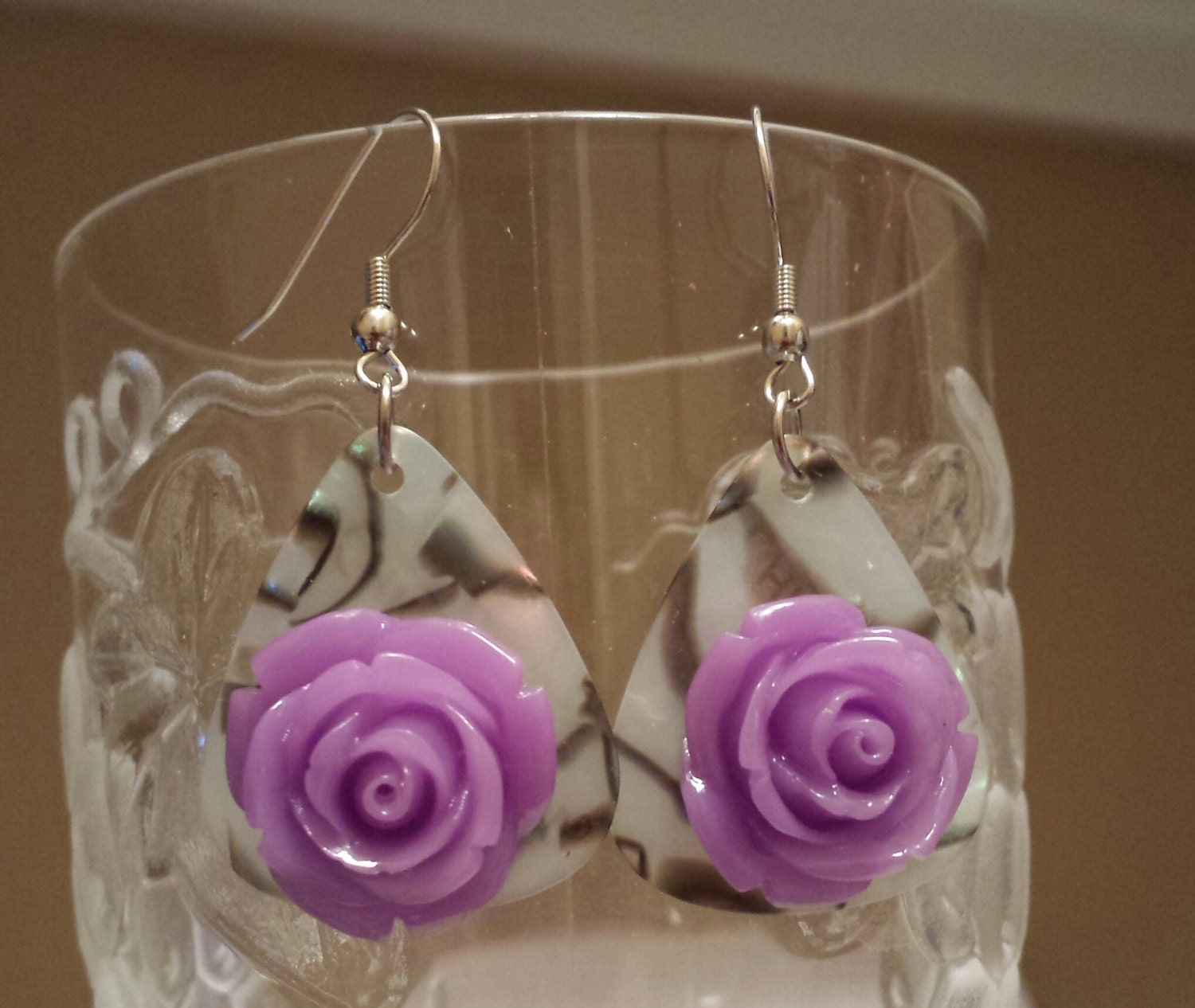 Guitar Pick Jewelry By Betsy's Jewelry Earrings Roses