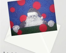 Santa greeting card, blank 5x7 card, Christmas card, holiday card ...