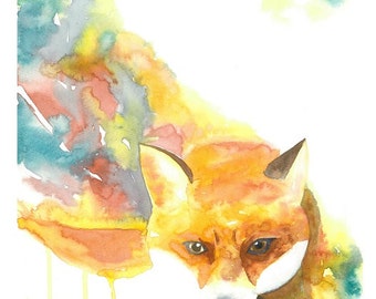 Abstract fox art | Etsy