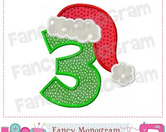 Christmas Number 3 applique,Birthday Number 3 applique,Christmas ...