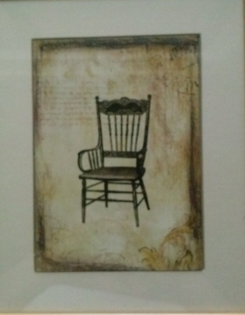 Victorian Chair Sepia Drawing, Artwork Matted Print for Home Decor ...