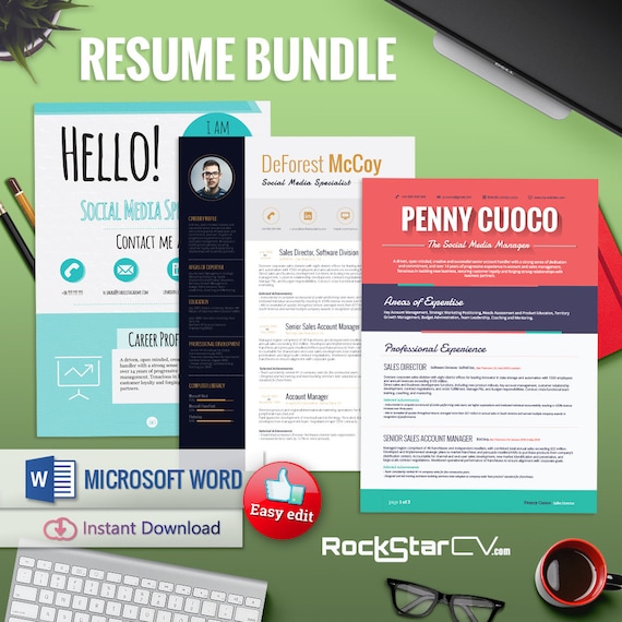 Items similar to 3 Resume Template BUNDLE - Professional Resume ...