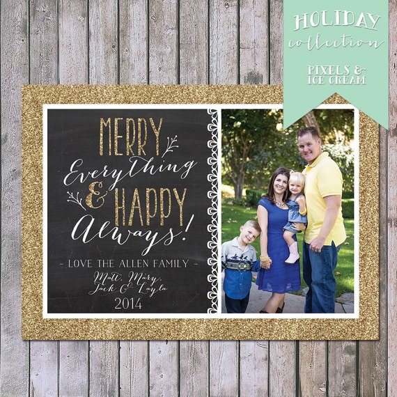 Items similar to Merry Everything and Happy Always, Holiday Photo Card ...