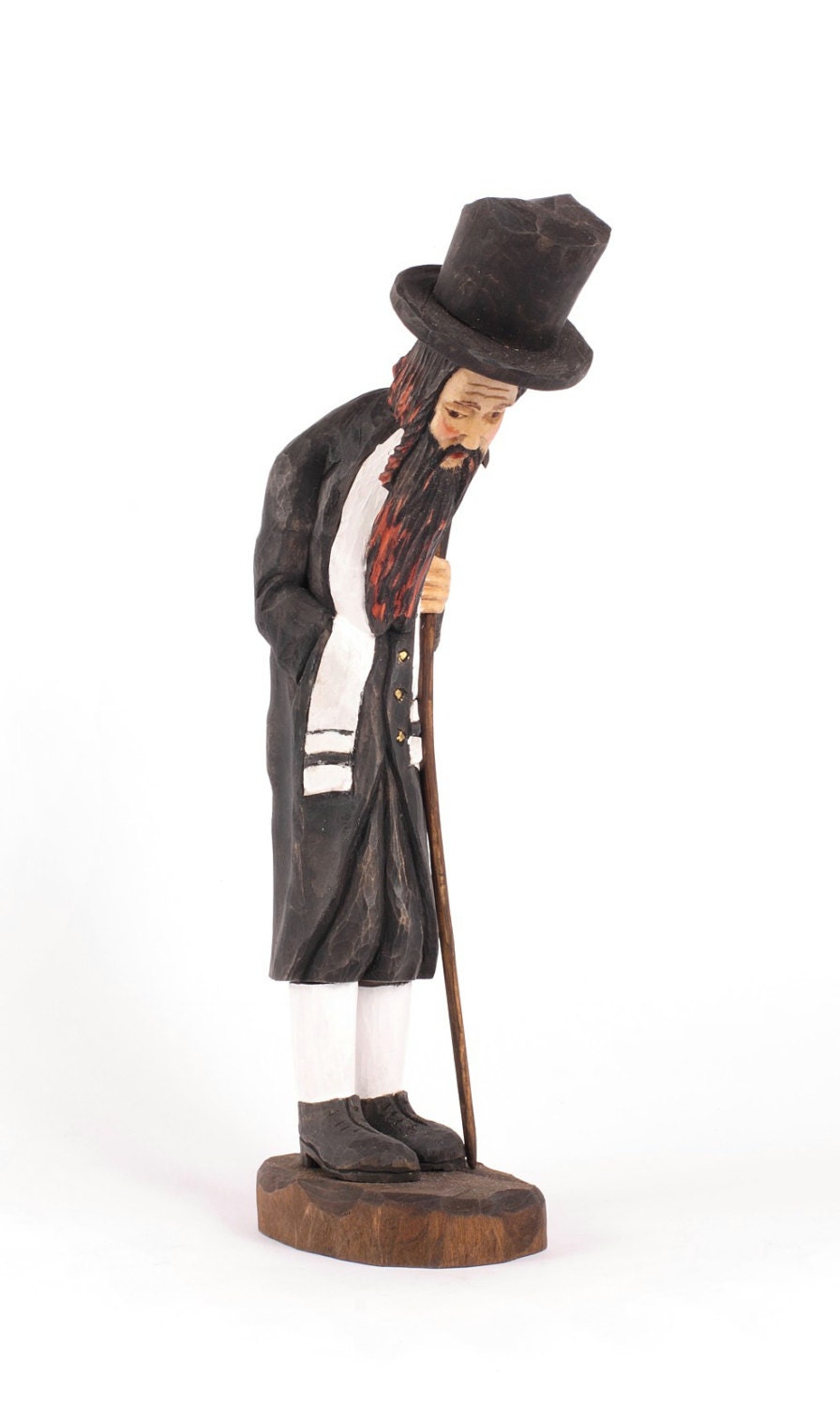 Rabbi Jewish statue Jewish art Wooden by FamilyTreasuries