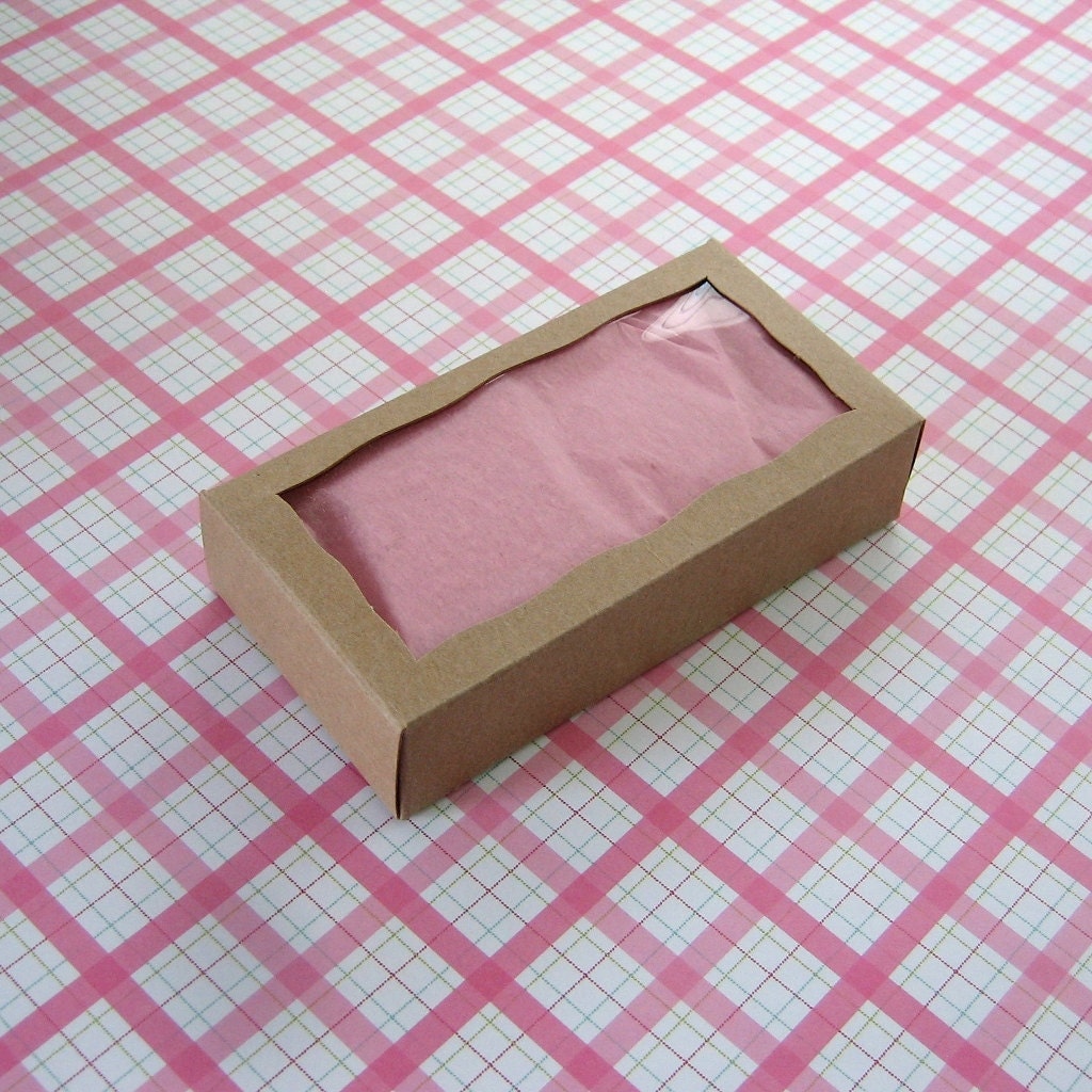 10 Small Kraft Boxes with Rectangle Window 4 1/4 by SomersetMarket
