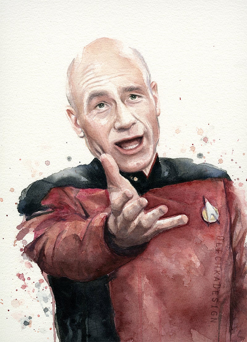 Annoyed Picard Meme Watercolor Picard Print Star Trek Art