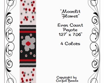 Peyote Bracelet Pattern Daisy Flower Design by CinfulBeadPatterns