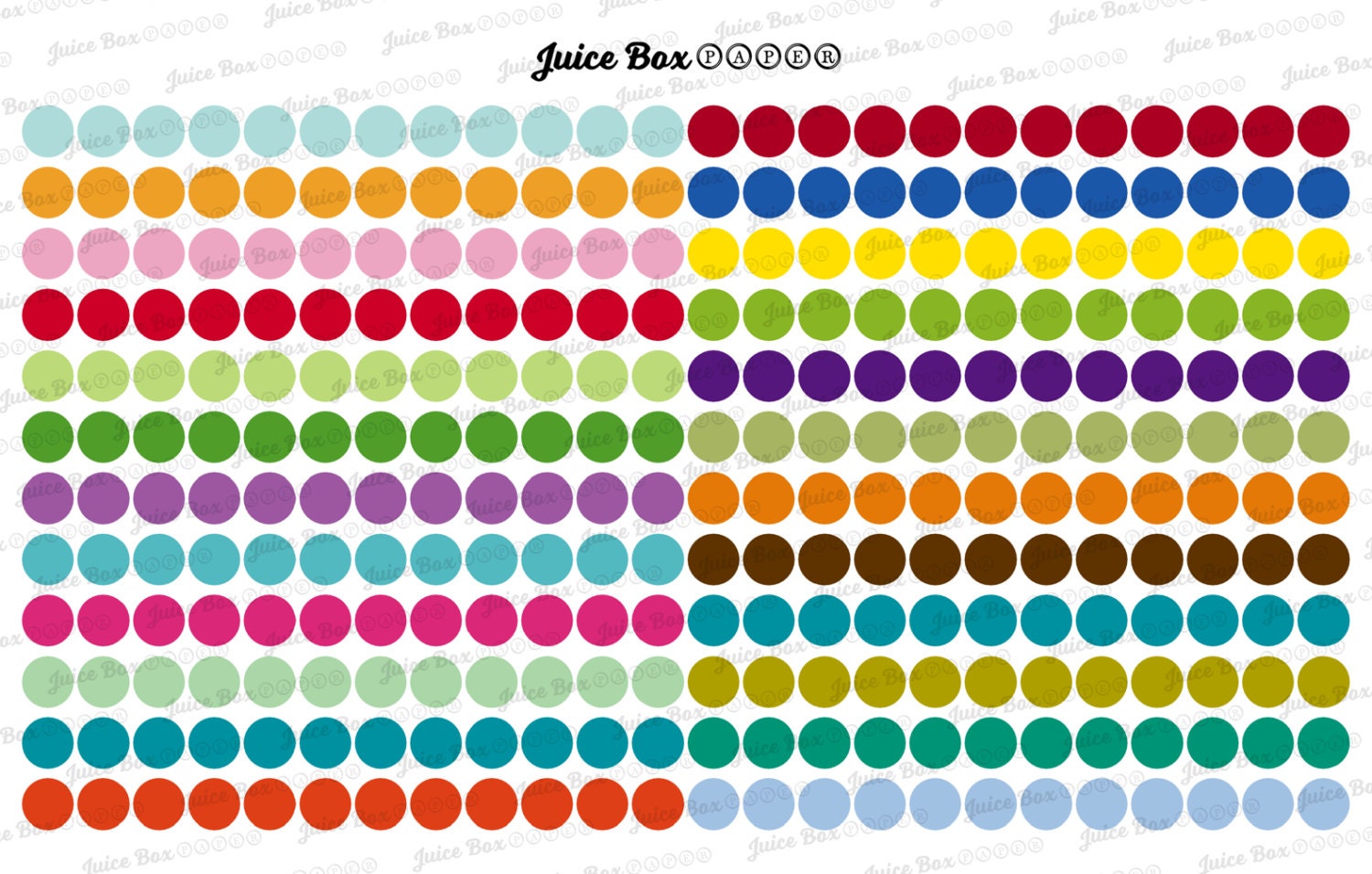 Set of 288 Mini Dots Color Coordinated to Erin Condren Colors