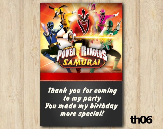 Power Ranger Thank You Card birthday party custom printable file DIY ...