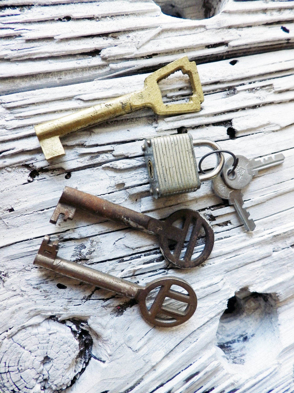 Vintage Old Furniture Barrel Cabinet and Lock Keys 1950s Set of three ...