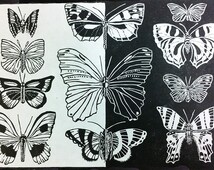 Unique butterfly linocut related items | Etsy