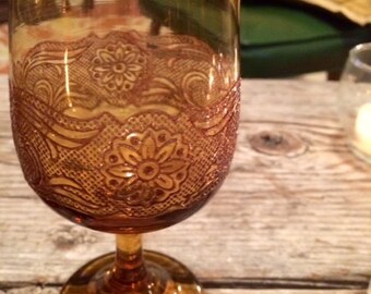 Starburst Antique Amber Glassware (set of 6)